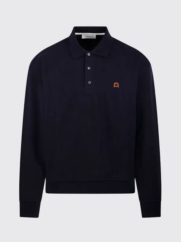 DUNST Long-sleeved Cotton-blend Polo With Embroidered Logo