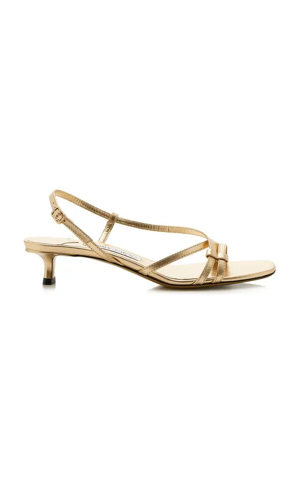 JIMMY CHOO Farris Metallic Leather Sandals - Gold