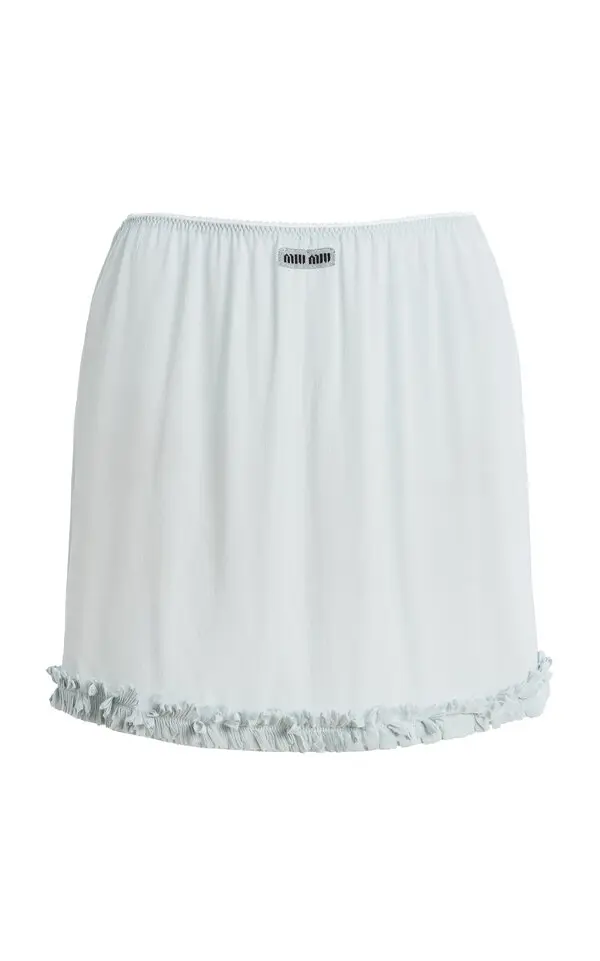 Miu Miu Ruffled Silk-crepe Midi Skirt - Blue