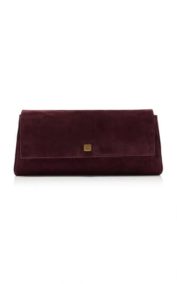 Khaite Audrey Suede Clutch - Burgundy