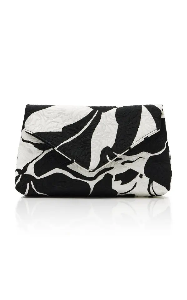 Dries Van Noten Printed Cotton-blend Envelope Clutch - Black