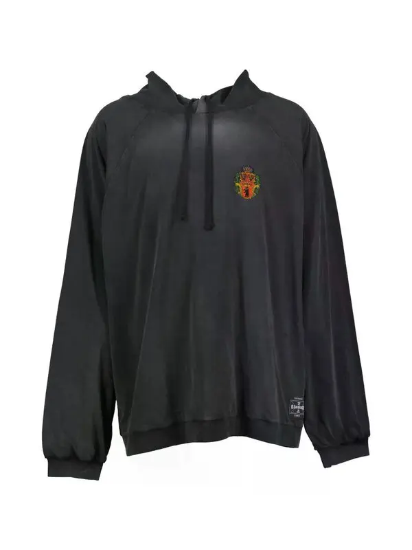 032C Bar Embroidered Distressed Hoodie