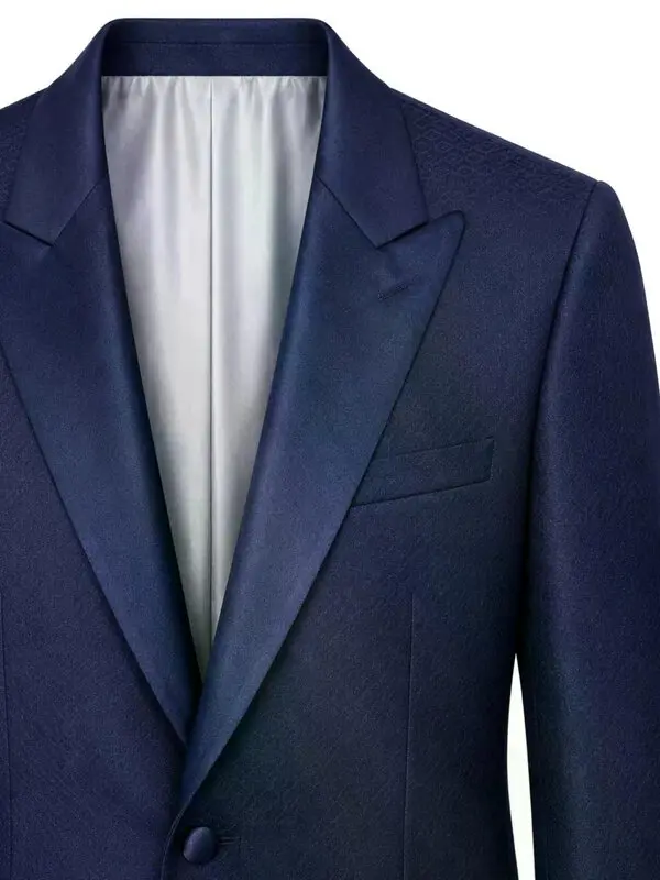 PAOLONI Jacquard-woven Peak-lapel Suit - Blue