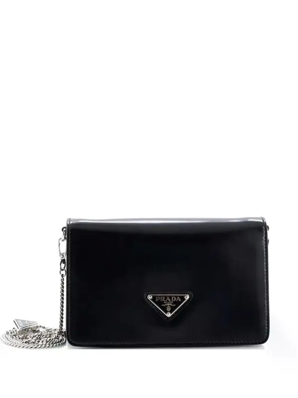 Prada Brushed Leather Crossbody Bag - Black