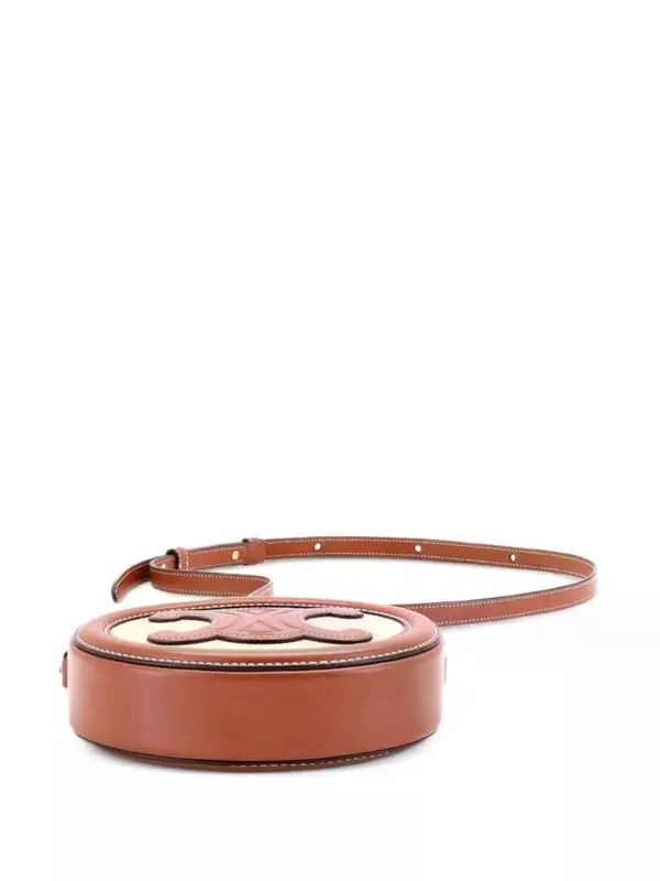 Celine Triomphe Canvas And Leather Crossbody Bag - Brown
