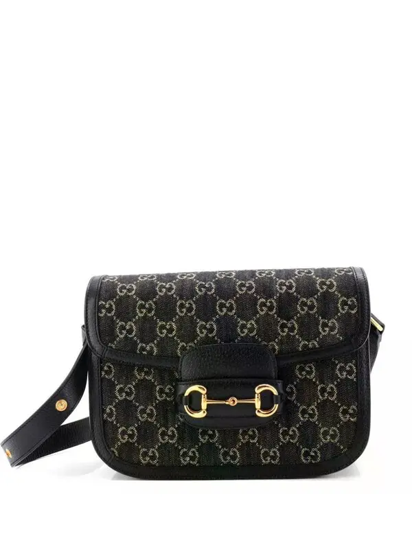 Gucci Horsebit 1955 Gg Denim Small Shoulder Bag