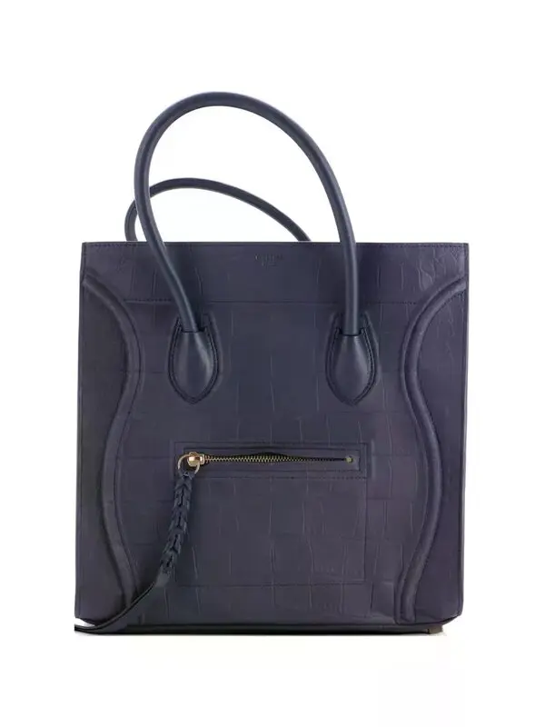 Celine Medium Phantom Tote Bag Crocodile Embossed Leather - Blue