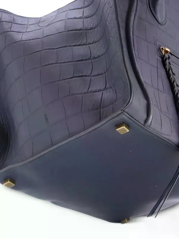 Celine Medium Phantom Tote Bag Crocodile Embossed Leather - Blue