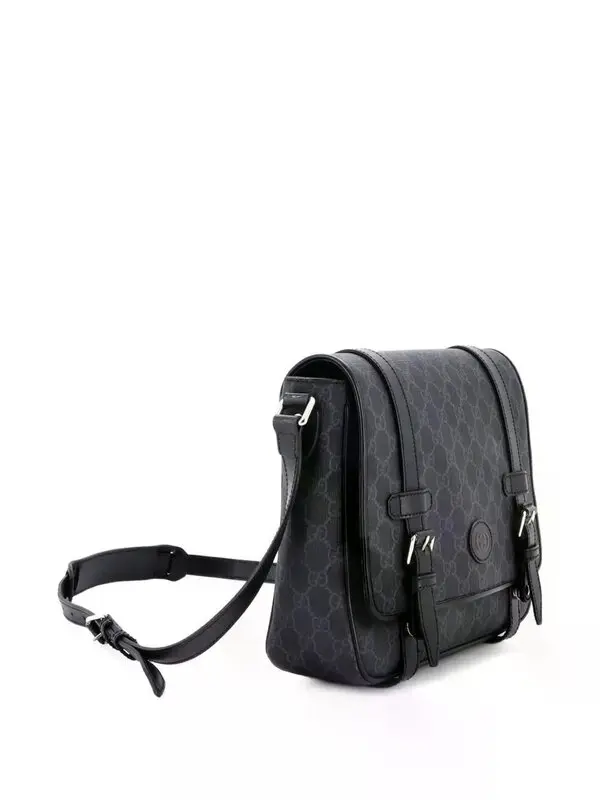 Gucci Gg Coated Canvas Leather Messenger Bag