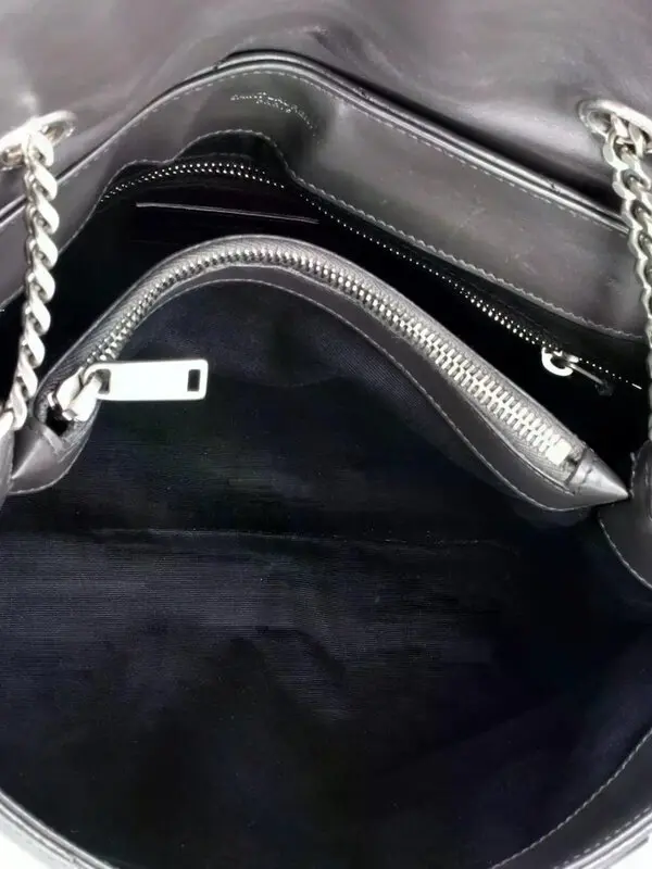 Saint Laurent Loulou Matelassé Chevron Leather Medium Shoulder Bag - Grey