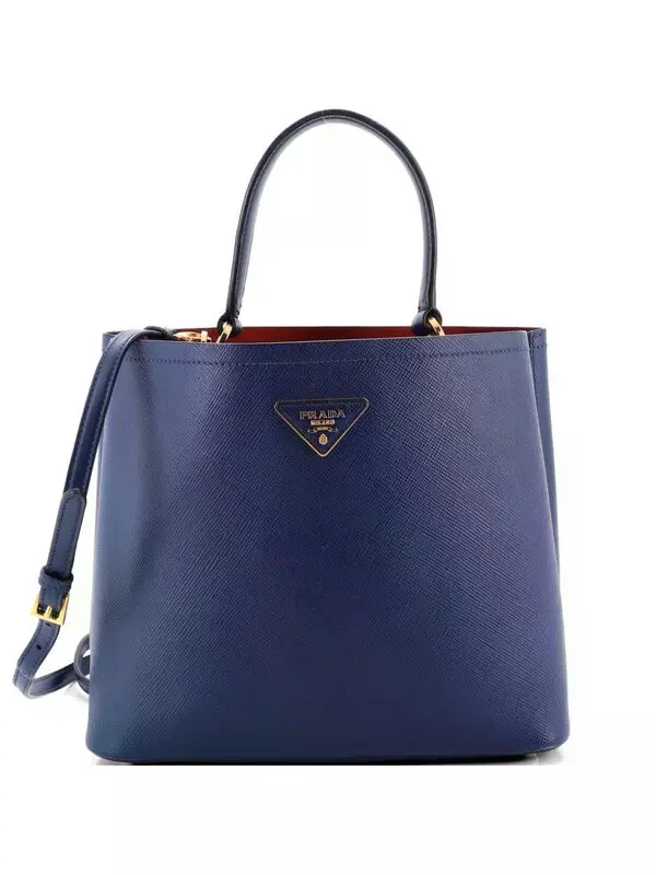 Prada Panier Saffiano Leather Large Bucket Bag - Blue