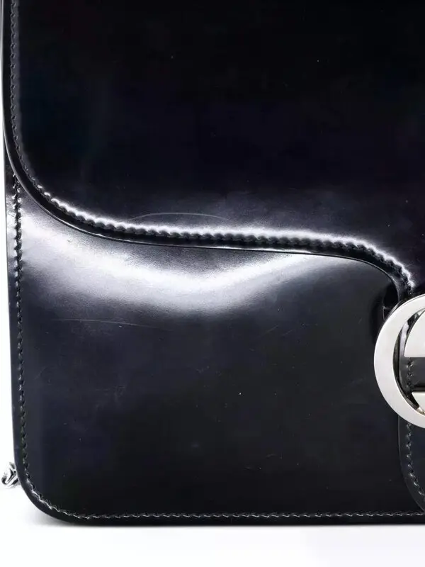 Gucci Interlocking Patent Medium Shoulder Bag - Black