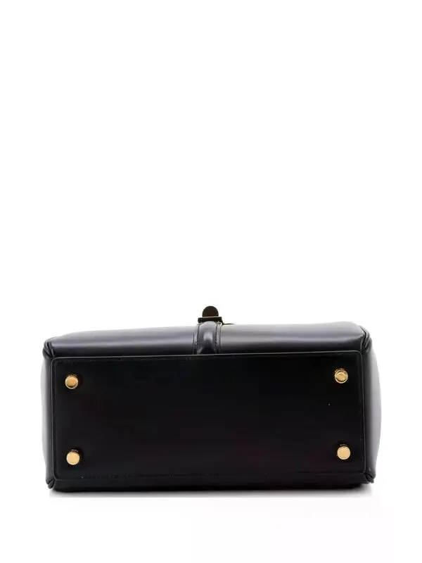 Celine 16 Top Handle Bag In Smooth Calfskin - Black