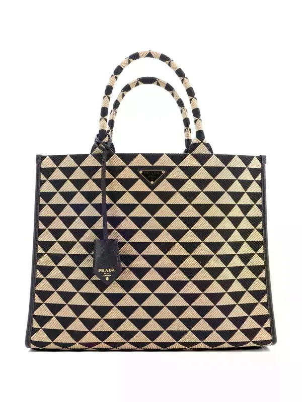 Prada Symbole Shopper Jacquard Large Tote Bag - Black
