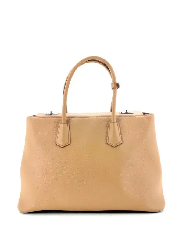 Prada Twin Saffiano Leather Tote Bag - Neutrals