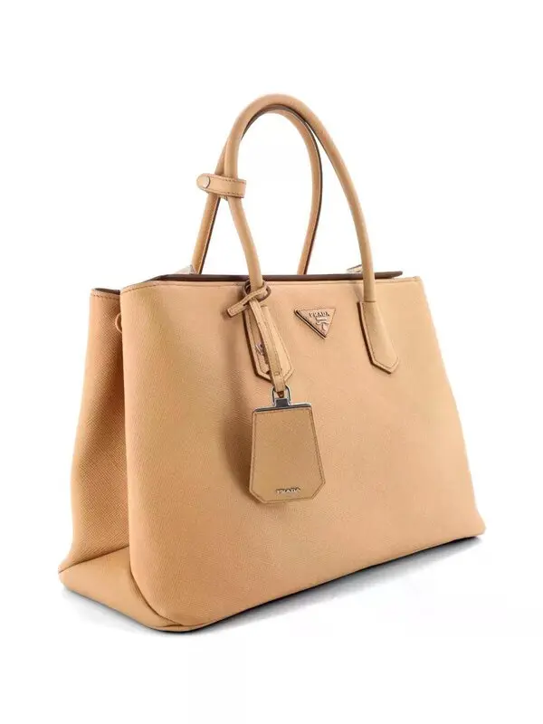 Prada Twin Saffiano Leather Tote Bag - Neutrals