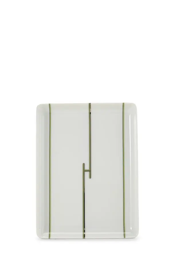 Hermès Green Porcelain Rhythm Tray Small - White