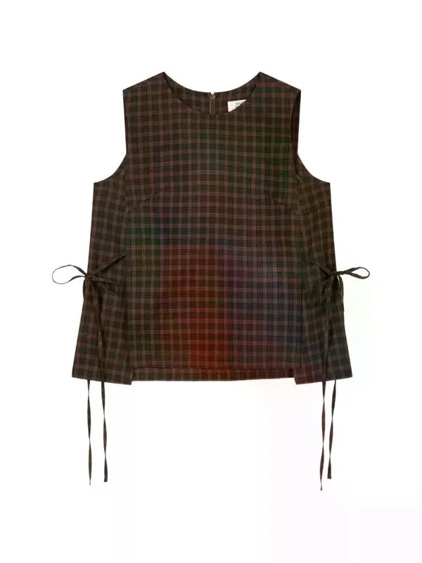 STUDIO TOMBOY Check-pattern Sleeveless Blouse - Brown