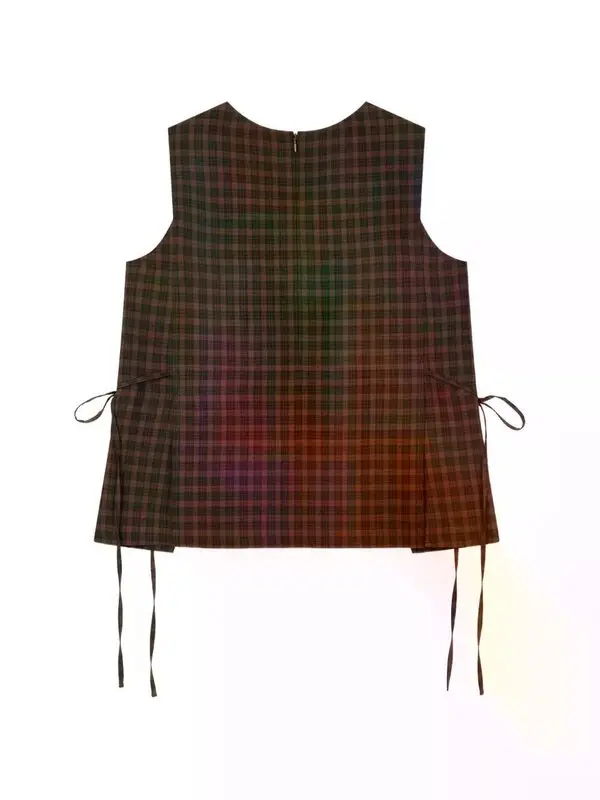 STUDIO TOMBOY Check-pattern Sleeveless Blouse - Brown