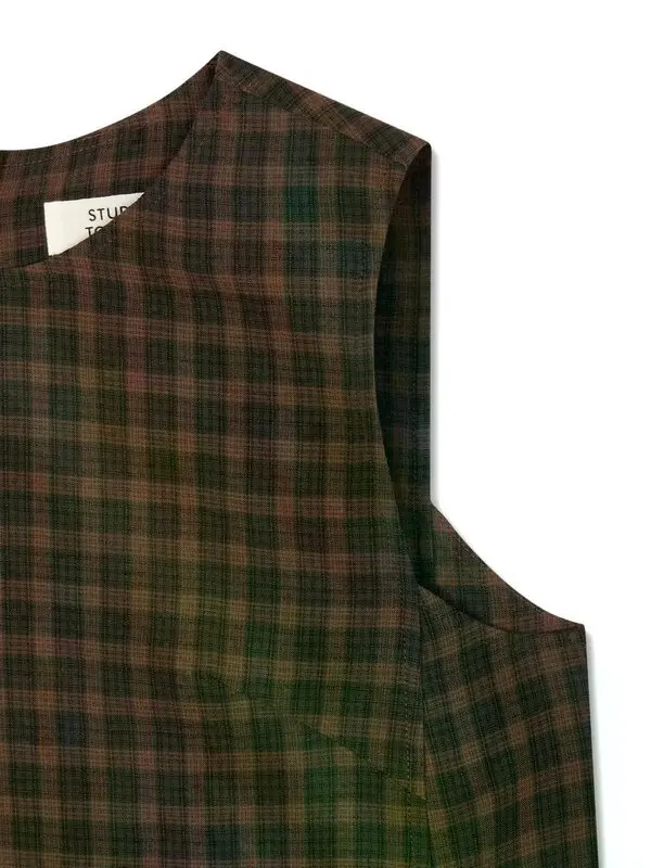 STUDIO TOMBOY Check-pattern Sleeveless Blouse - Brown