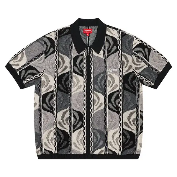 Supreme Abstract Textured Zip Up Polo