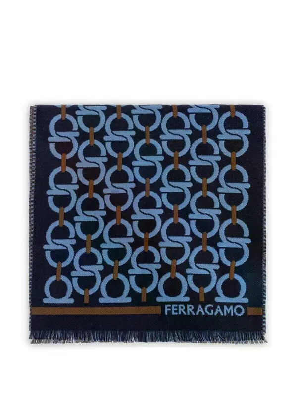 FERRAGAMO Gancini-jacquard Fringed Scarf