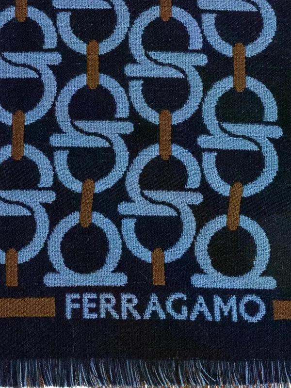 FERRAGAMO Gancini-jacquard Fringed Scarf