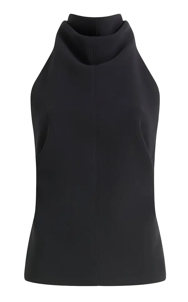 Khaite High Collar Crepe Top - Black