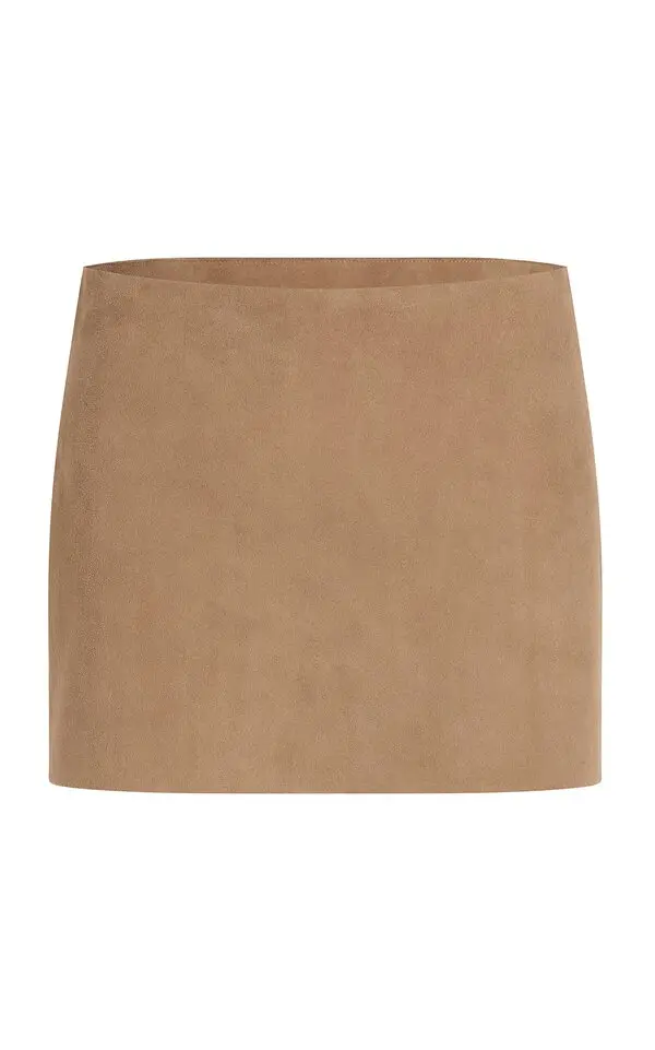 Khaite Jett Suede Mini Skirt - Khaki