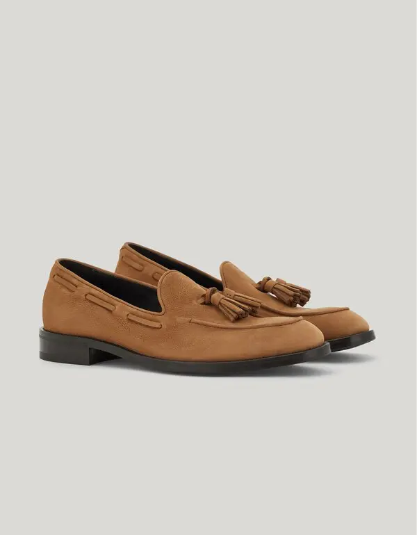 Canali Nubuck Tassel Loafers With Rubber And Leather Sole