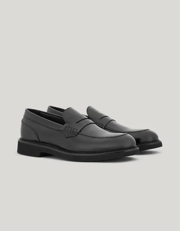Canali Calfskin Penny Loafers With Eva Sole
