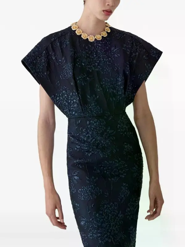 Carolina Herrera Floral Lurex Jacquard Gown