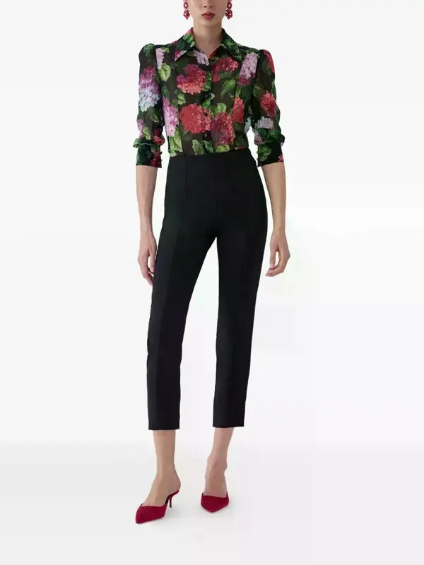 Carolina Herrera Hydrangea Print Chiffon Blouse