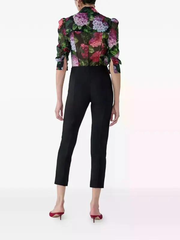 Carolina Herrera Hydrangea Print Chiffon Blouse