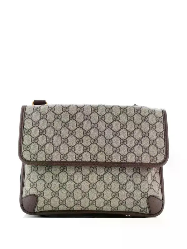 Gucci Gg Coated Canvas Flap Messenger Bag - Brown