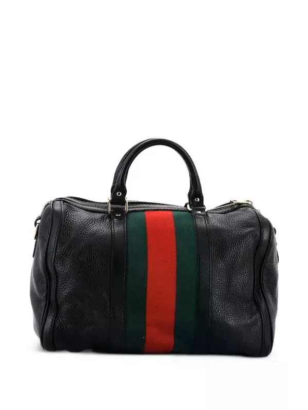 Gucci Vintage Web Boston Bag Leather Medium Satchel
