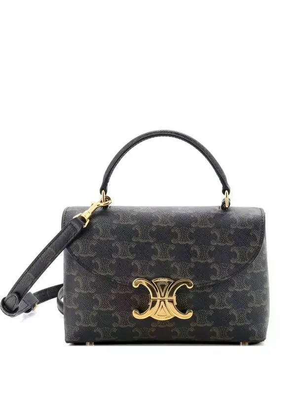 Celine Nino Top Handle Bag Triomphe Coated Canvas Teen Satchel - Brown