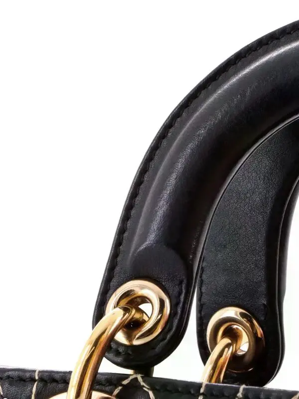 Dior Lady Chain Bag Embroidered Calfskin Mini Satchel - Black