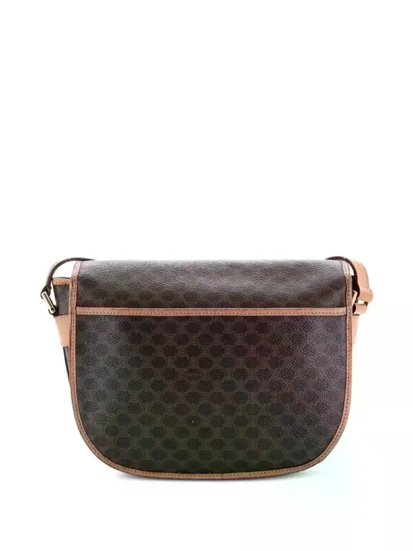 Celine Vintage Macadam Coated Canvas Saddle Flap Shoulder Bag
