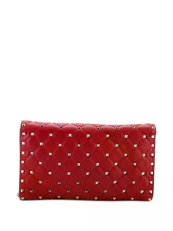 Valentino Garavani Rockstud Spike Wallet On Chain Quilted Leather Small Crossbody Bag - Red