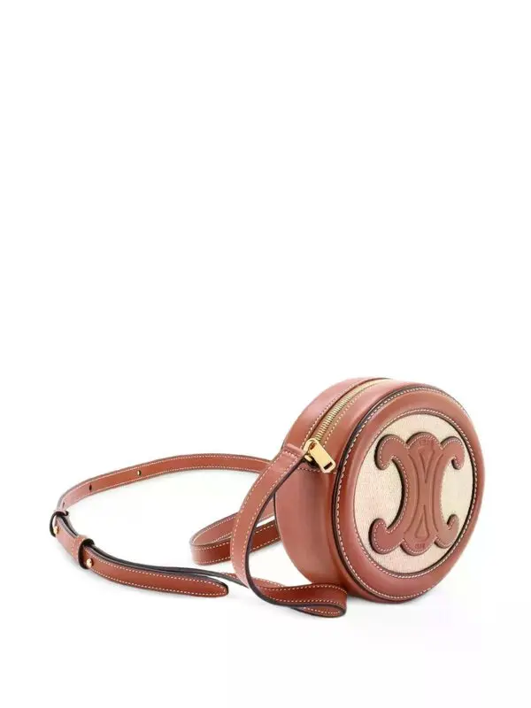 Celine Triomphe Oval Canvas And Leather Crossbody Bag
