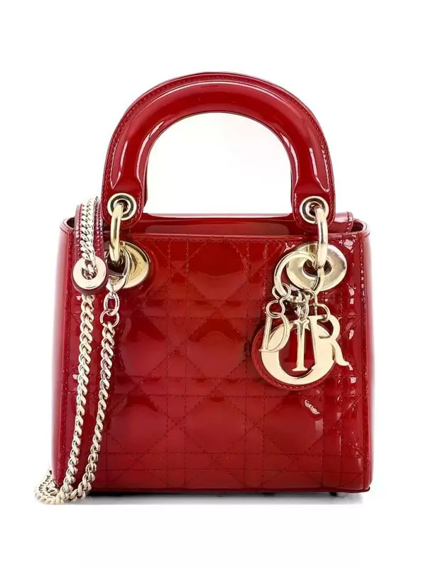 Dior Lady Chain Bag Cannage Quilt Mini Satchel - Red