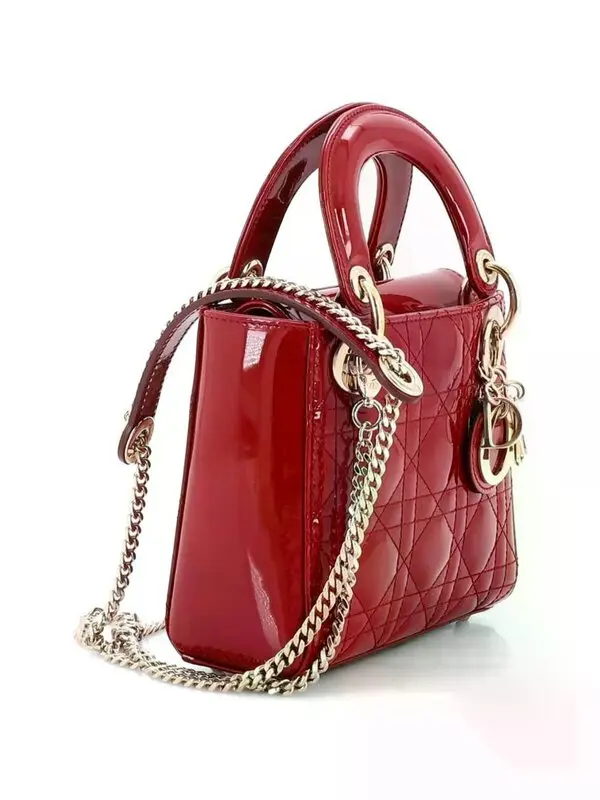 Dior Lady Chain Bag Cannage Quilt Mini Satchel - Red