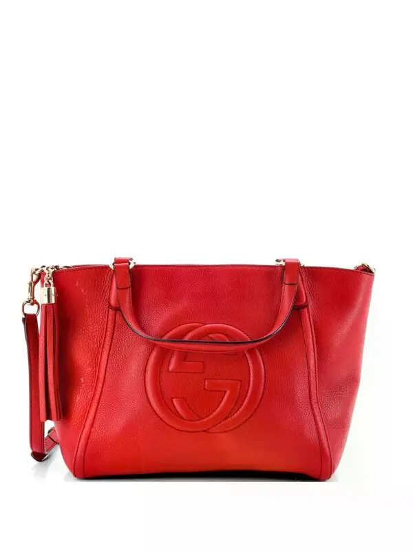 Gucci Soho Convertible Top Handle Bag Leather Small Satchel - Red