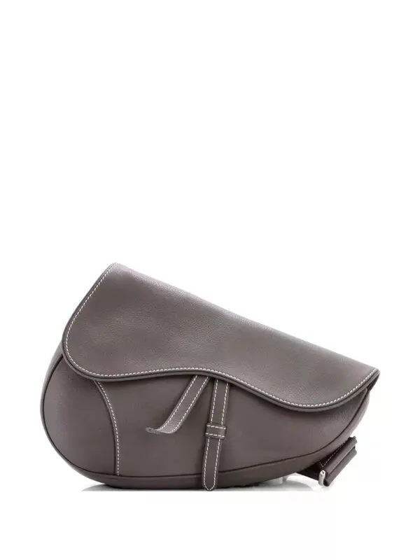 Dior Saddle Leather Crossbody Bag - Grey