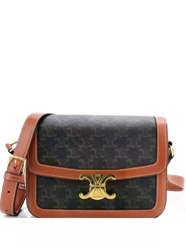 Celine Triomphe Medium Shoulder Bag In Coated Canvas