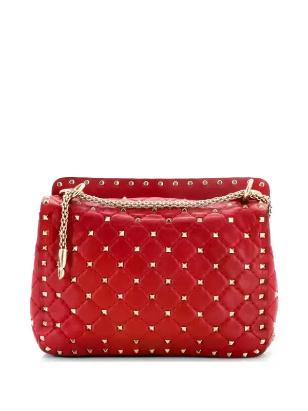 Valentino Garavani Rockstud Spike Flap Bag Quilted Leather Medium Crossbody Bag - Red
