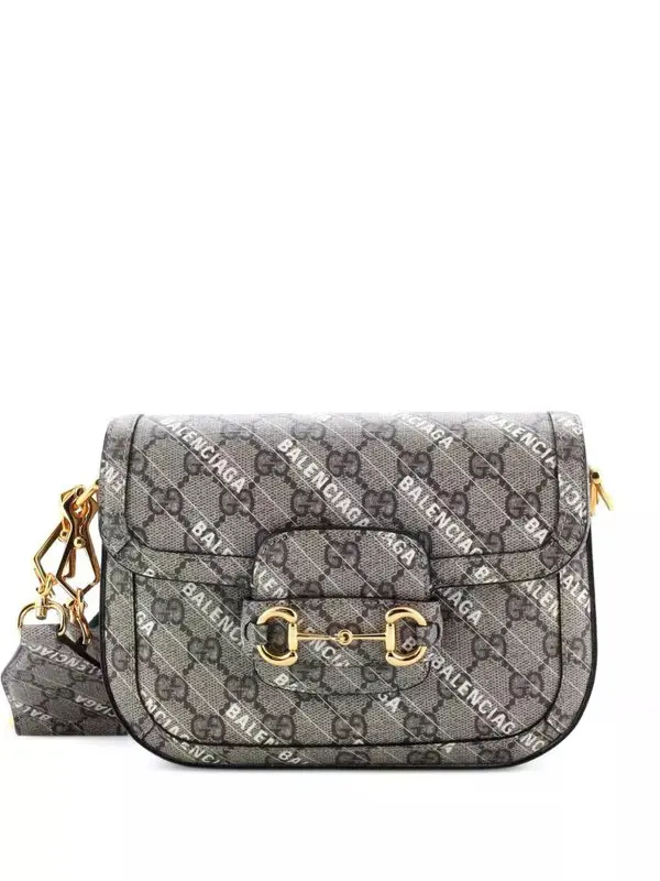 Gucci X Balenciaga The Hacker Project 1955 Horsebit Gg Coated Canvas Small Shoulder Bag - Brown