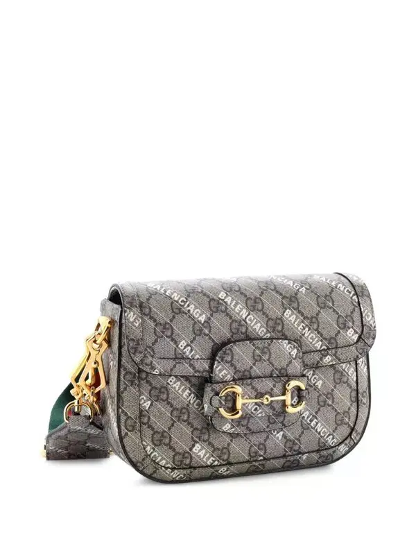 Gucci X Balenciaga The Hacker Project 1955 Horsebit Gg Coated Canvas Small Shoulder Bag - Brown