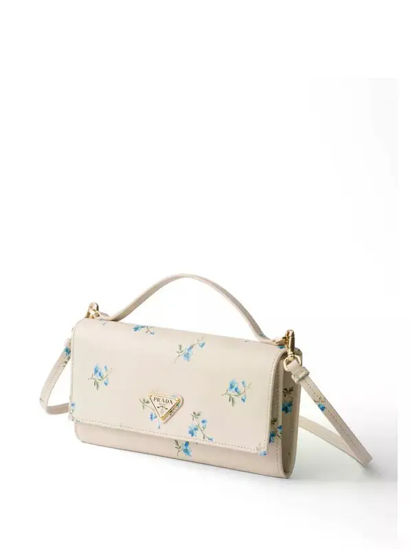 Prada Printed Saffiano-leather Wallet With Shoulder Strap